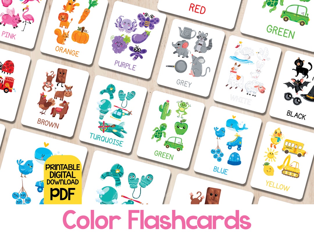12 Children’s Color Cards, Color Flash Cards, Printable Kids Color ...