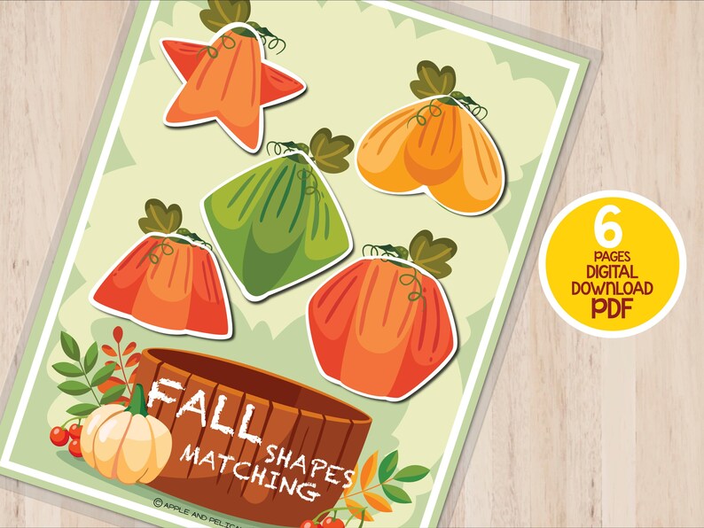 Pumpkin Shapes Matching Activity, Printable Toddler Fall Autumn ...