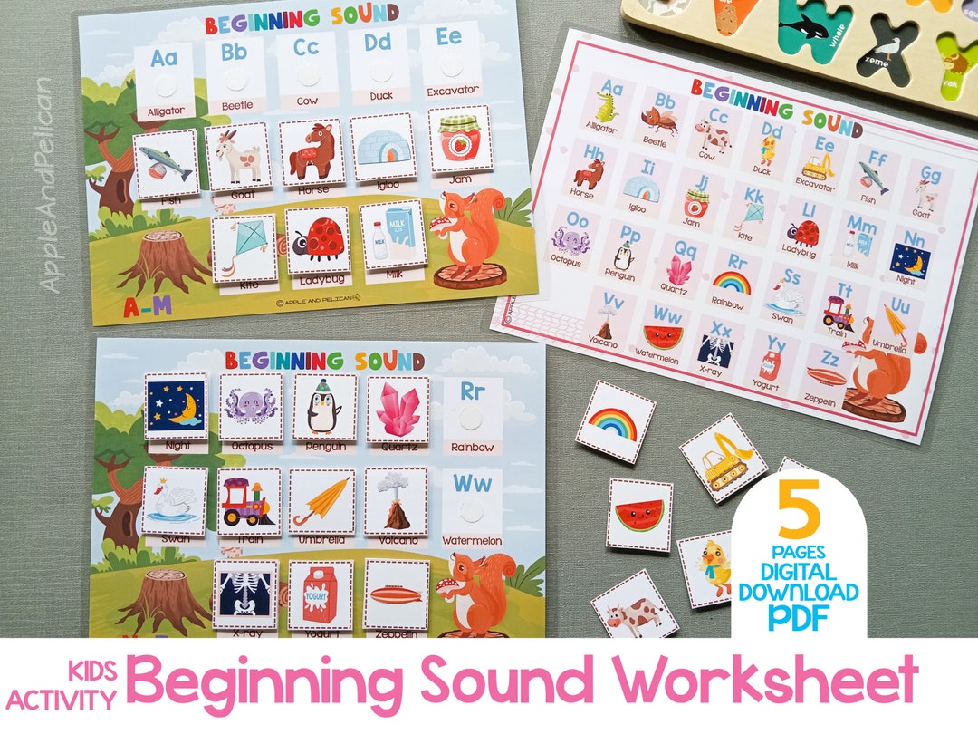 Beginning Sounds Activity, Phonics Worksheet Preschool Curriculum ...