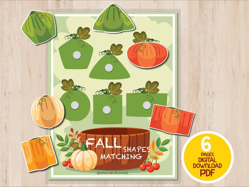 Pumpkin Shapes Matching Activity, Printable Toddler Fall Autumn ...