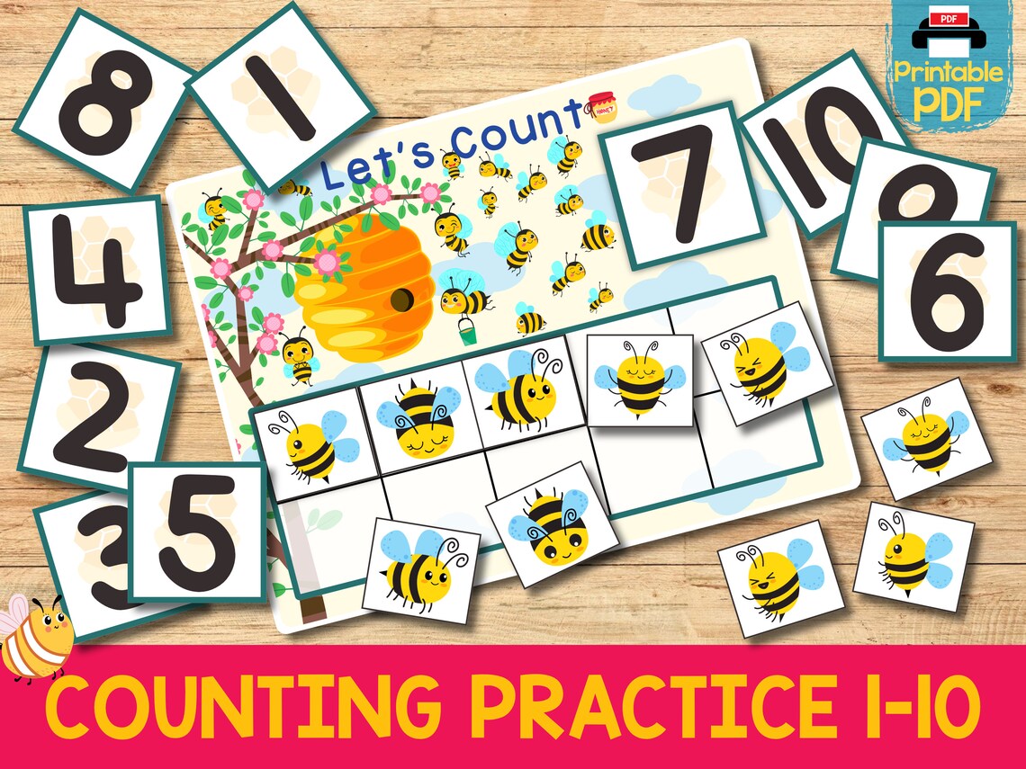 Toddler Count and Match Numbers 1 to 10 Activity Worksheet, Math ...