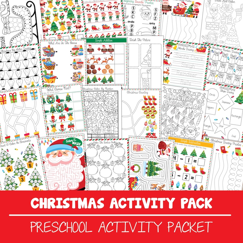 Christmas Kid Activity Preschool Packet, Printable Kindergarten ...