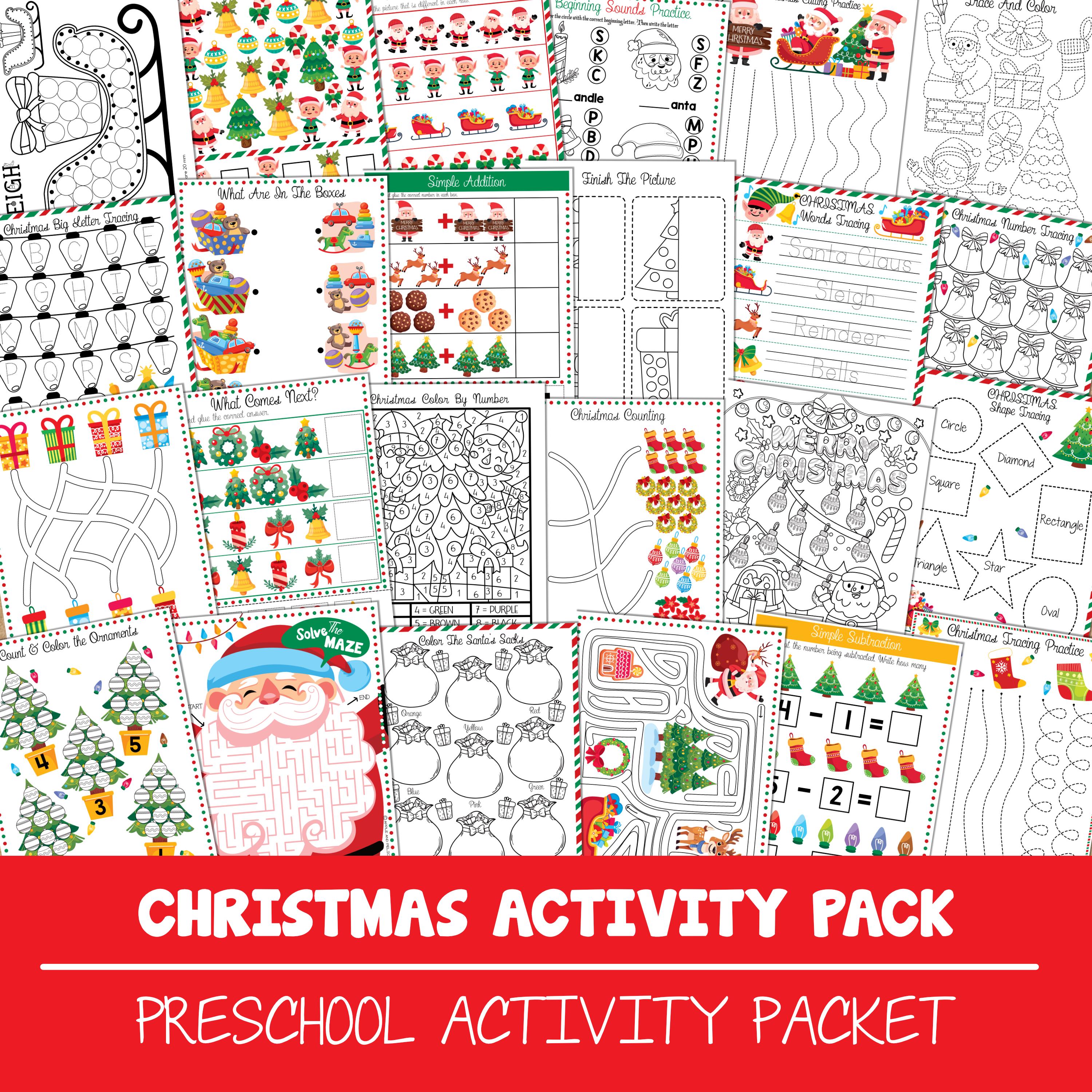Christmas Kid Activity Preschool Packet, Printable Kindergarten ...