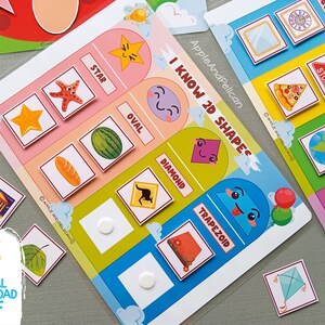 2D Shapes Matching Activity for Toddler, Geometric Shapes Pictures ...