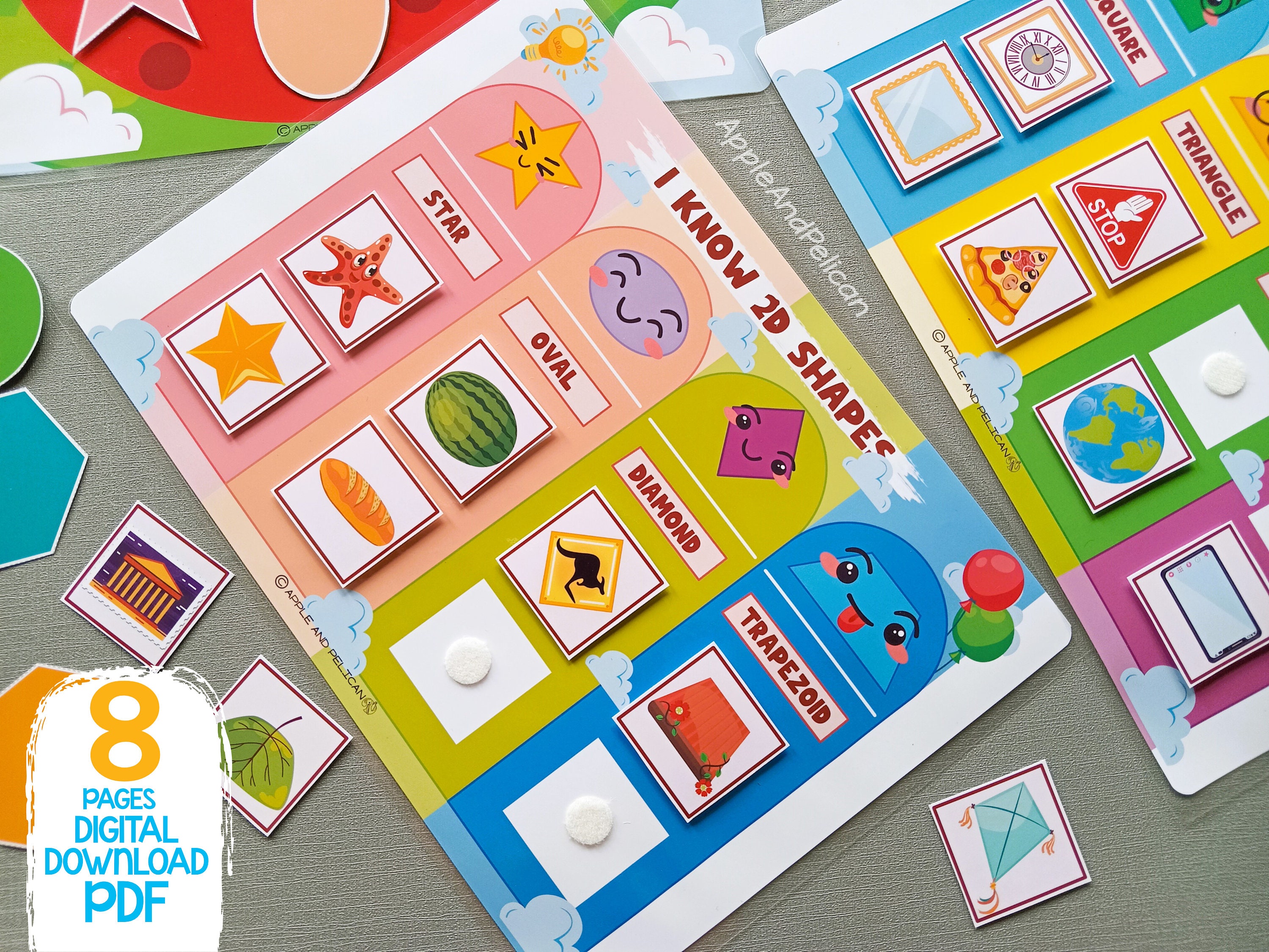 2D Shapes Matching Activity for Toddler, Geometric Shapes Pictures ...