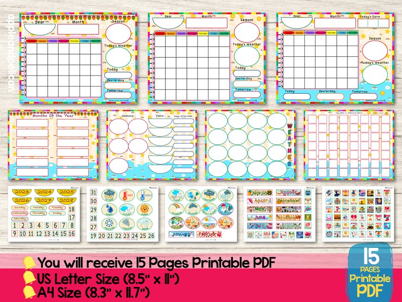 Kids Perpetual Calendar Circle Time Printable Kids Calendar - Etsy