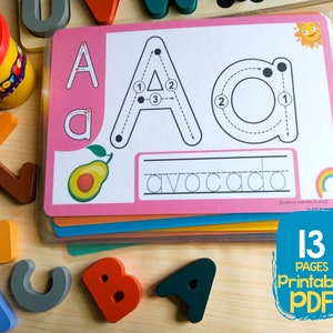 Alphabet Flashcard Play Dough Mat Letter Formation Tracing Card Early ...