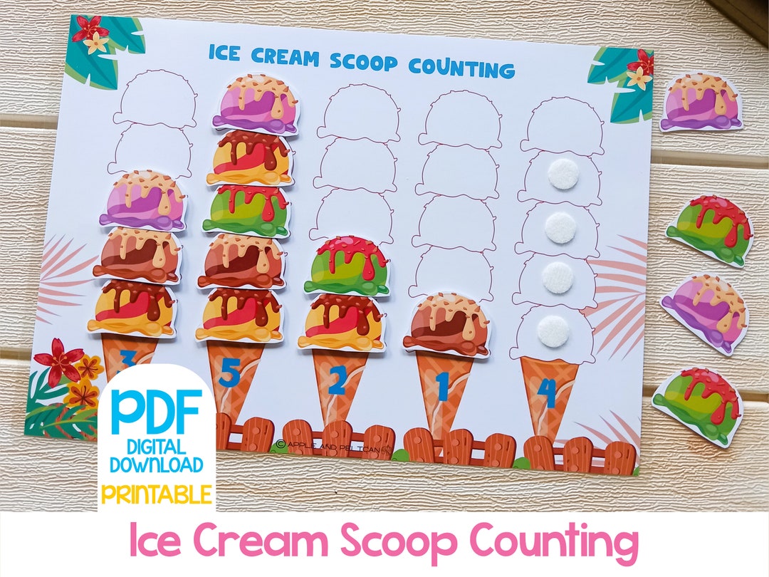 Counting Activity for Toddler, Printable Ice Cream Scoop Count ...