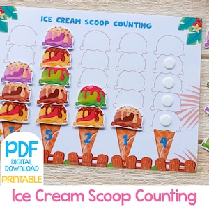 Counting Activity for Toddler, Printable Ice Cream Scoop Count ...