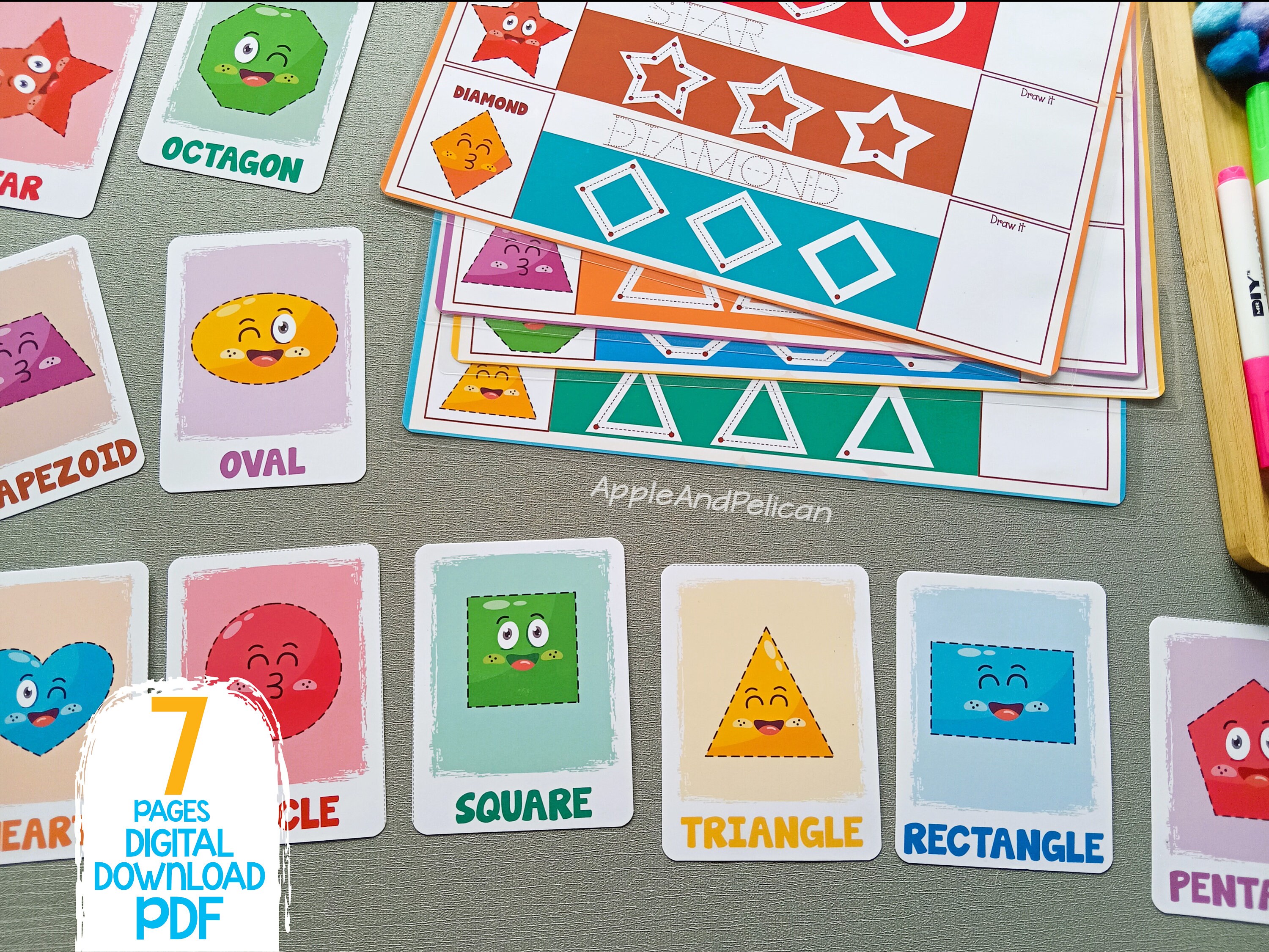 Shape Tracing Activity 2D Shapes Trace Worksheet, Printable Homeschool ...