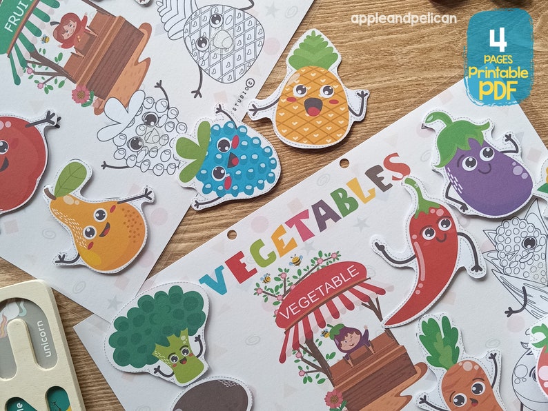 Fruits and Vegetables Sorting Activity Toddler Matching Game - Etsy