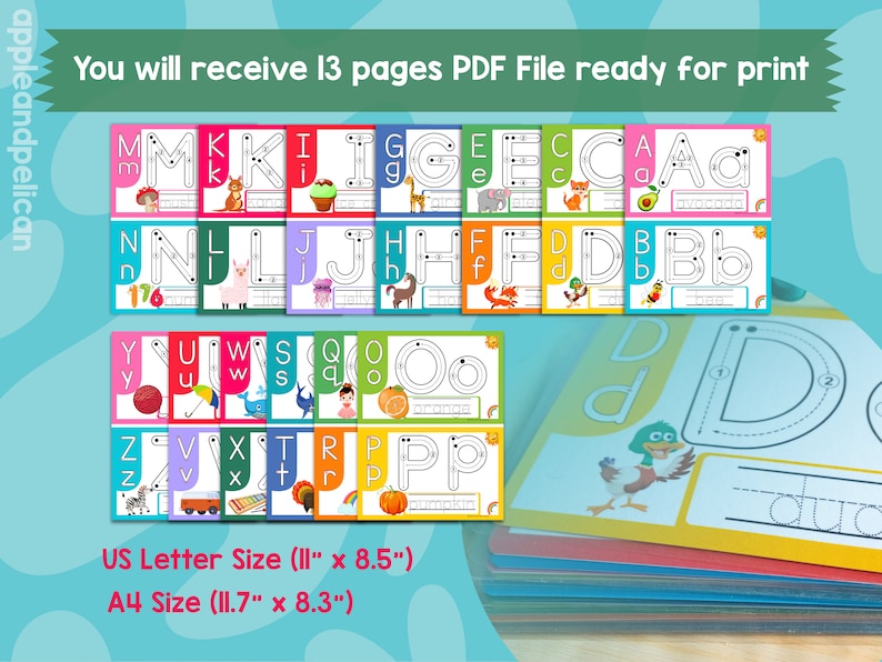 Alphabet Flashcard Play Dough Mat Letter Formation Tracing Card Early ...