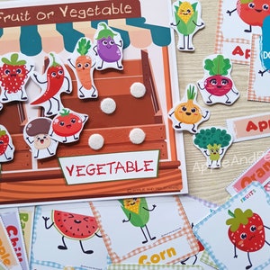Fruits and Vegetables Sorting Toddler Activity, Printable Educational ...