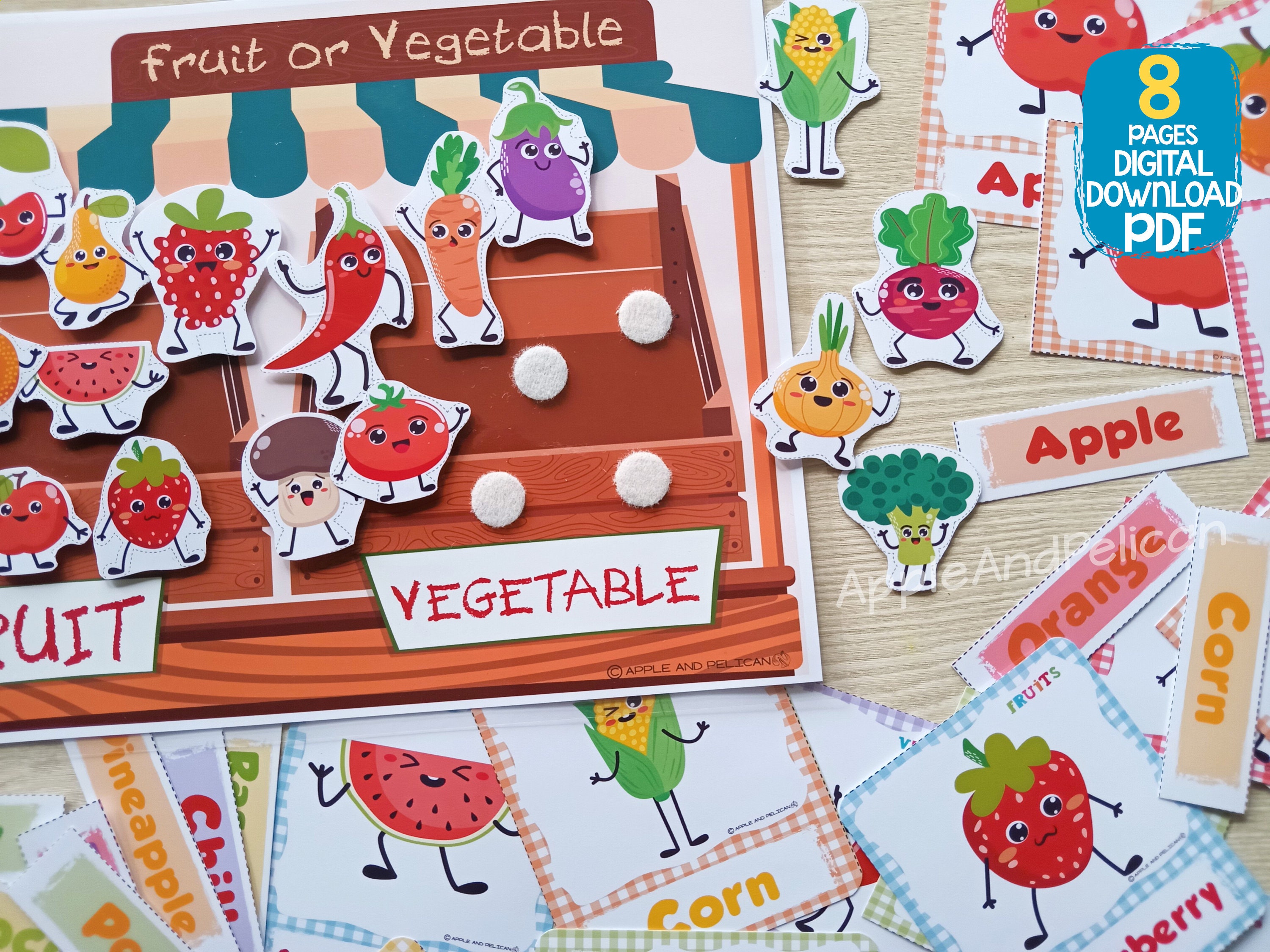 Fruits and Vegetables Sorting Toddler Activity, Printable Educational ...