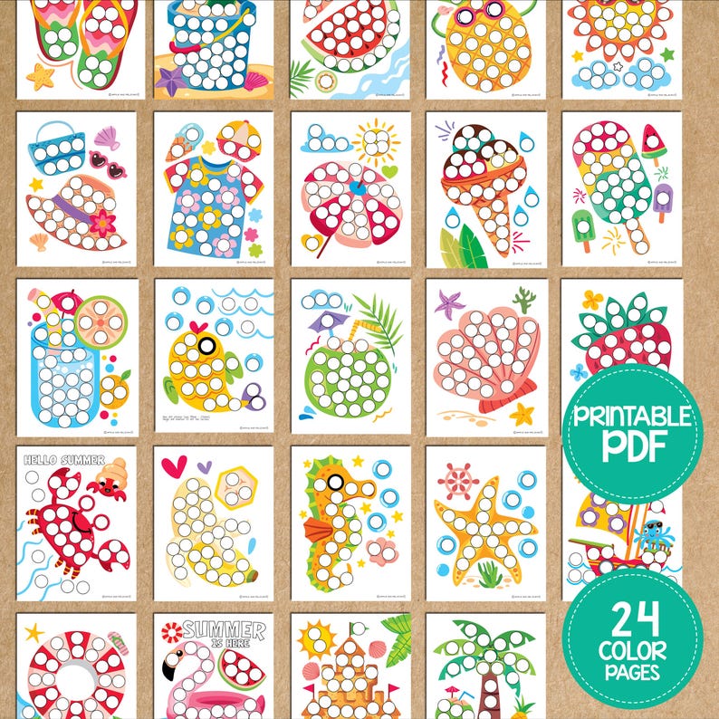 Summer Do a Dot Marker Coloring Pages for Kids, Do A Dot Activity ...