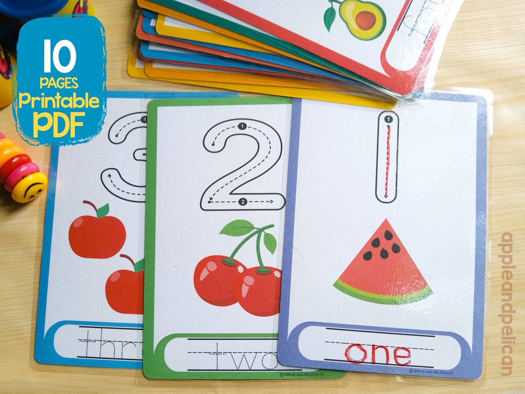 Preschool Number Flashcards, Play Dough Mats, Tracing Cards for ...