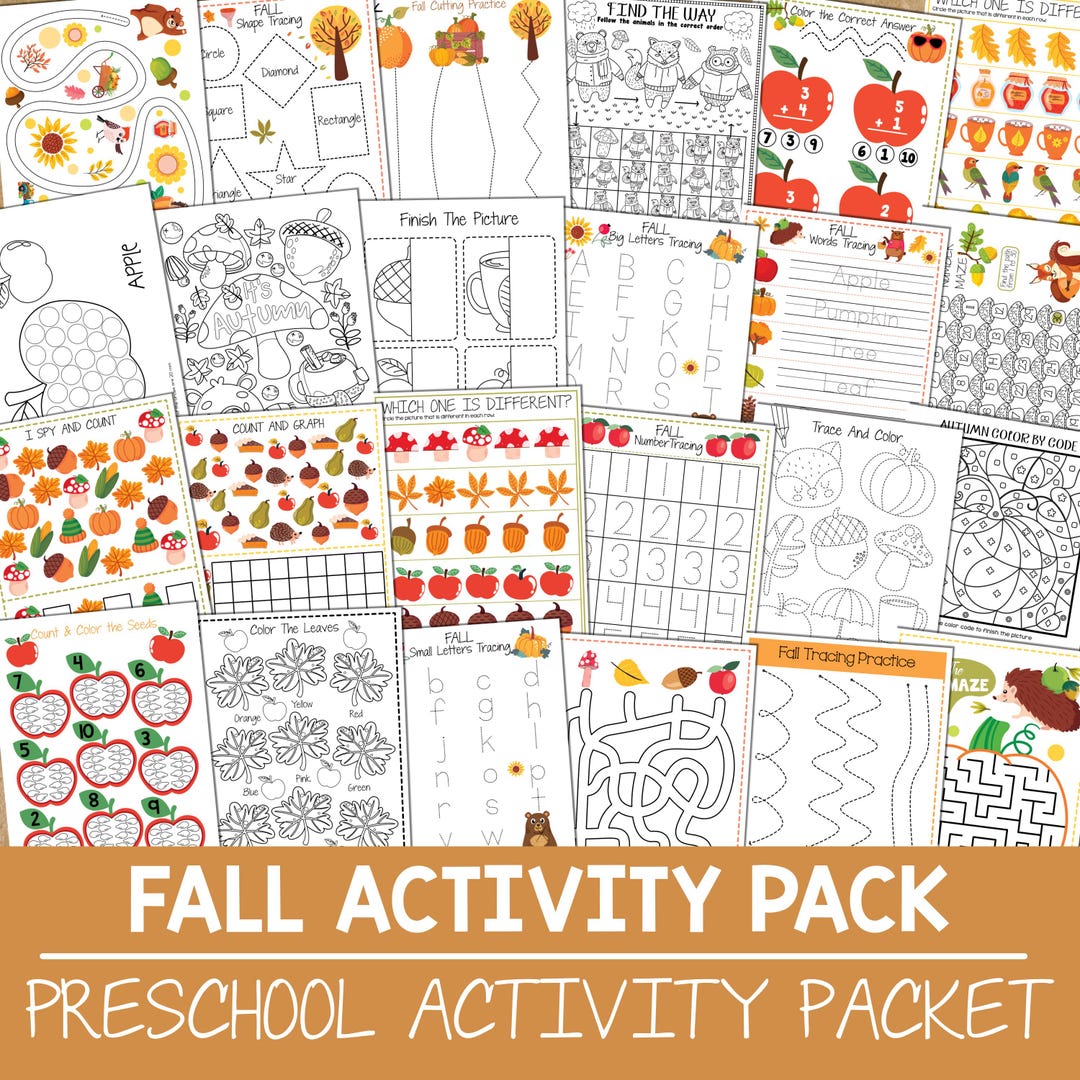 Fall Printable Kid Activity Preschool Packet, Printable Preschool ...