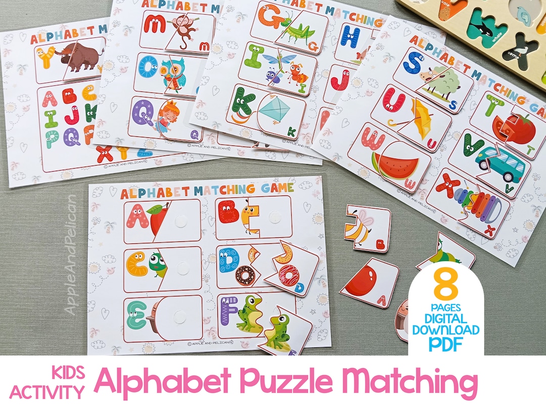 Alphabet Letter Matching Activities Puzzle, Matching Game, Phonics ...