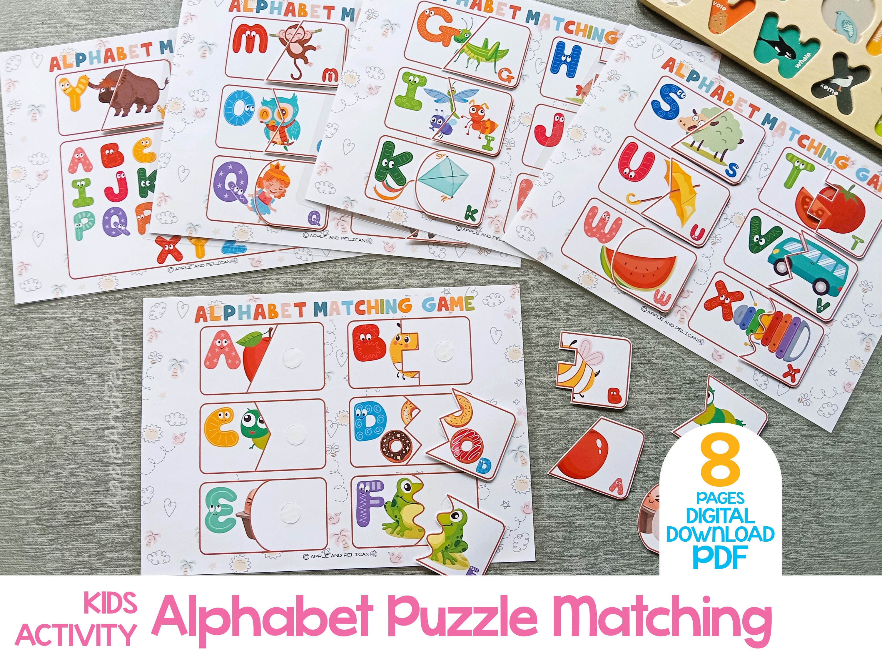 Alphabet Letter Matching Activities Puzzle, Matching Game, Phonics ...