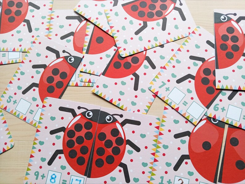 Addition Math Activity Printable, Ladybug Dot Count Puzzle, Spring Fine ...