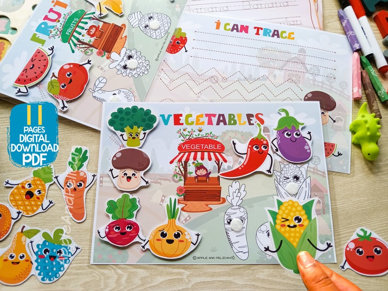 Fruits and Vegetables Sorting Activity, Printable Matching Game for ...