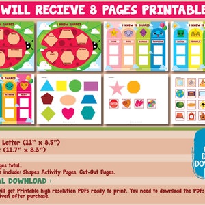 2D Shapes Matching Activity for Toddler, Geometric Shapes Pictures ...