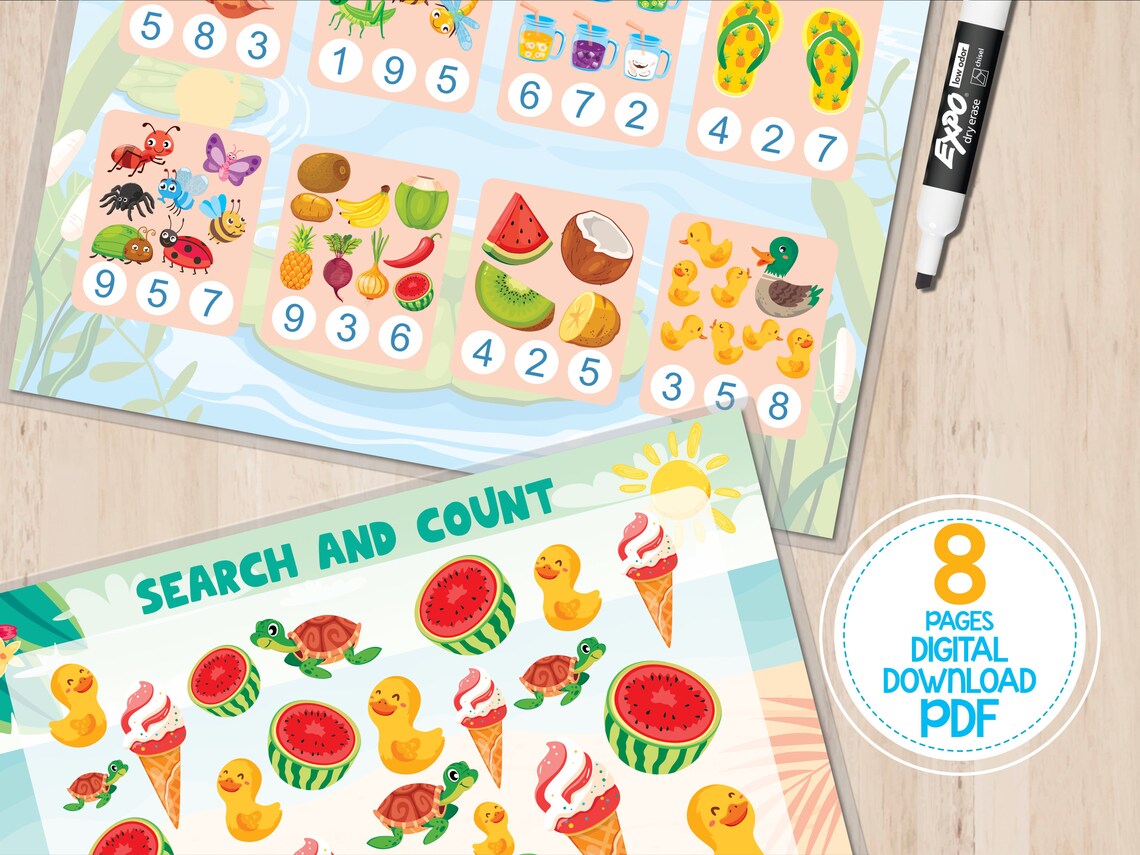 Counting Practice Activity, Printable Number Matching for Toddler ...