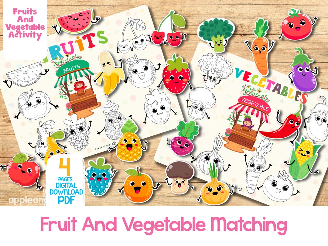 Fruits and Vegetables Sorting Activity Toddler Matching Game Busy Book ...