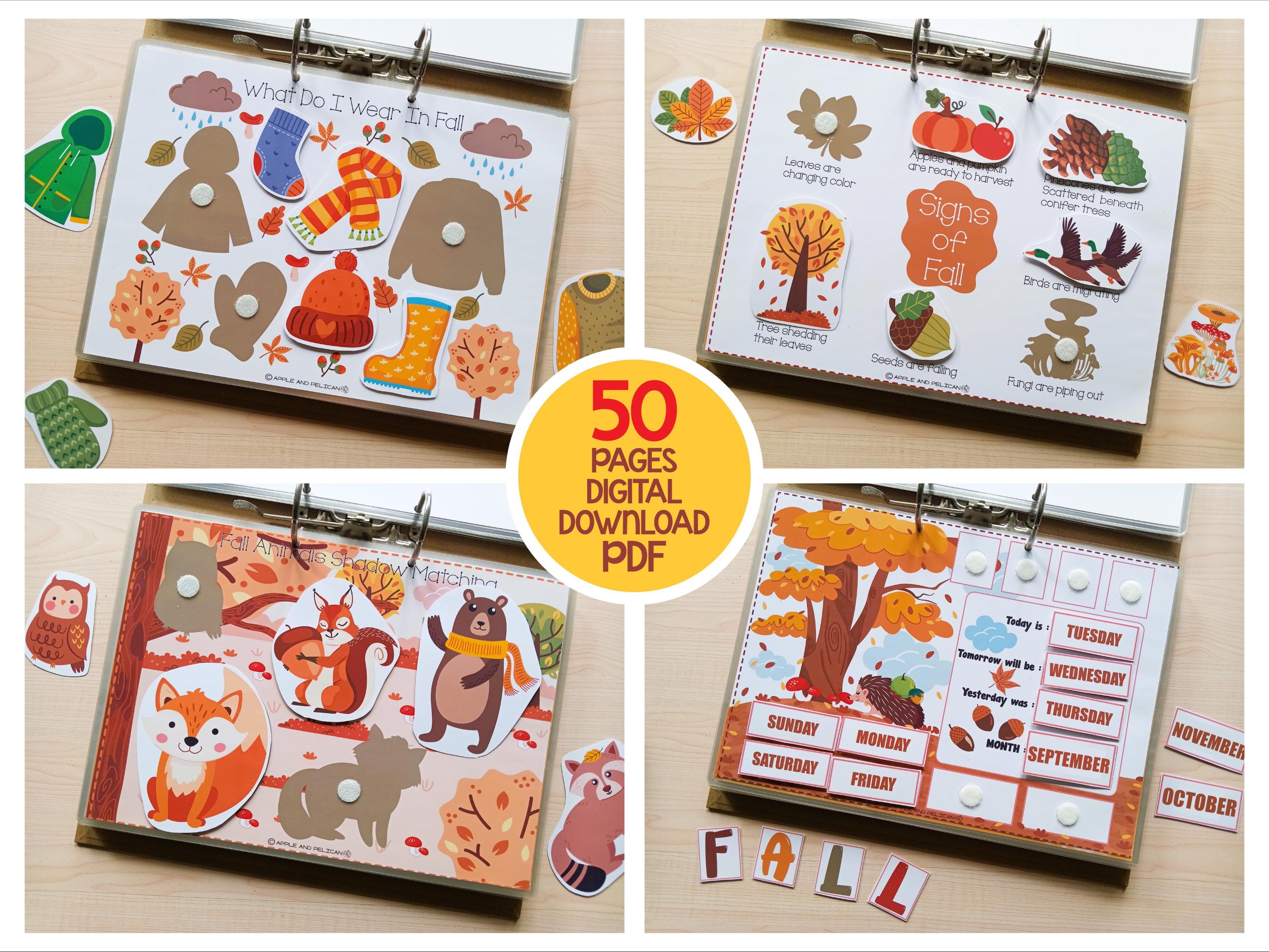 Fall Busy Book Printable, Preschool Learning Binder, Kids Autumn Busy ...