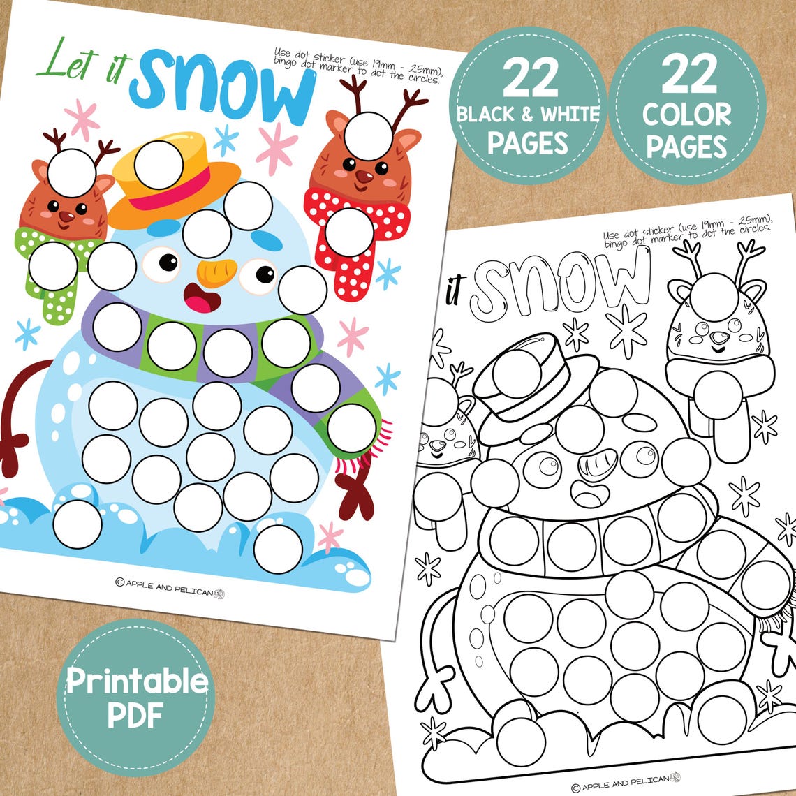 Winter Do a Dot Marker Coloring Pages for Kids, Do A Dot Activity, Dot ...