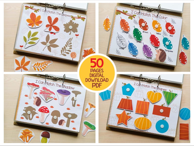 Fall Busy Book Printable, Preschool Learning Binder, Kids Autumn Busy ...