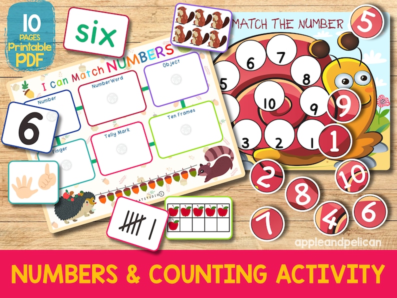 Printable Numbers 1-10 Matching Activity, Counting Activity Worksheets ...