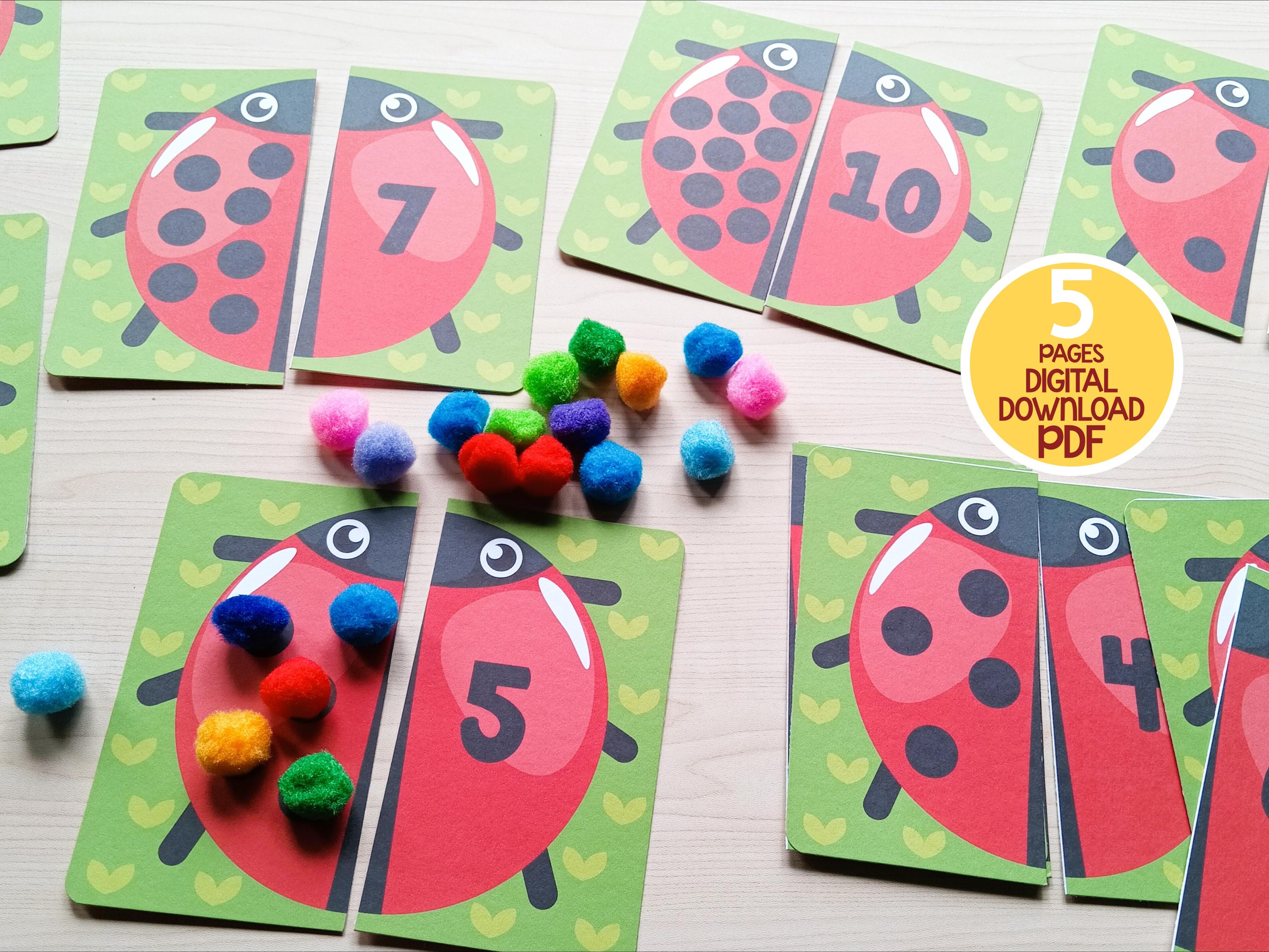 Count Activity Puzzle Card, Ladybug Dot Counting, Spring Fine Motor ...