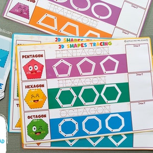 Shape Tracing Activity 2D Shapes Trace Worksheet, Printable Homeschool ...