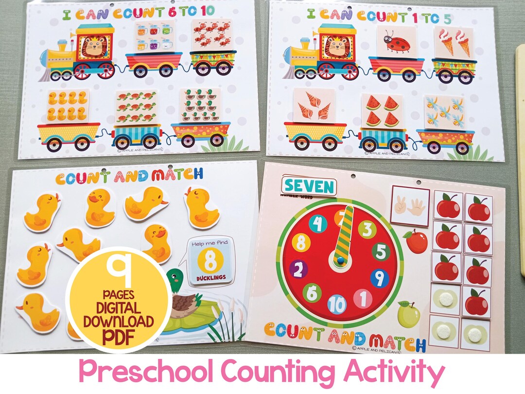 Counting Activity Practice, Printable Early Math Activity for Toddler ...