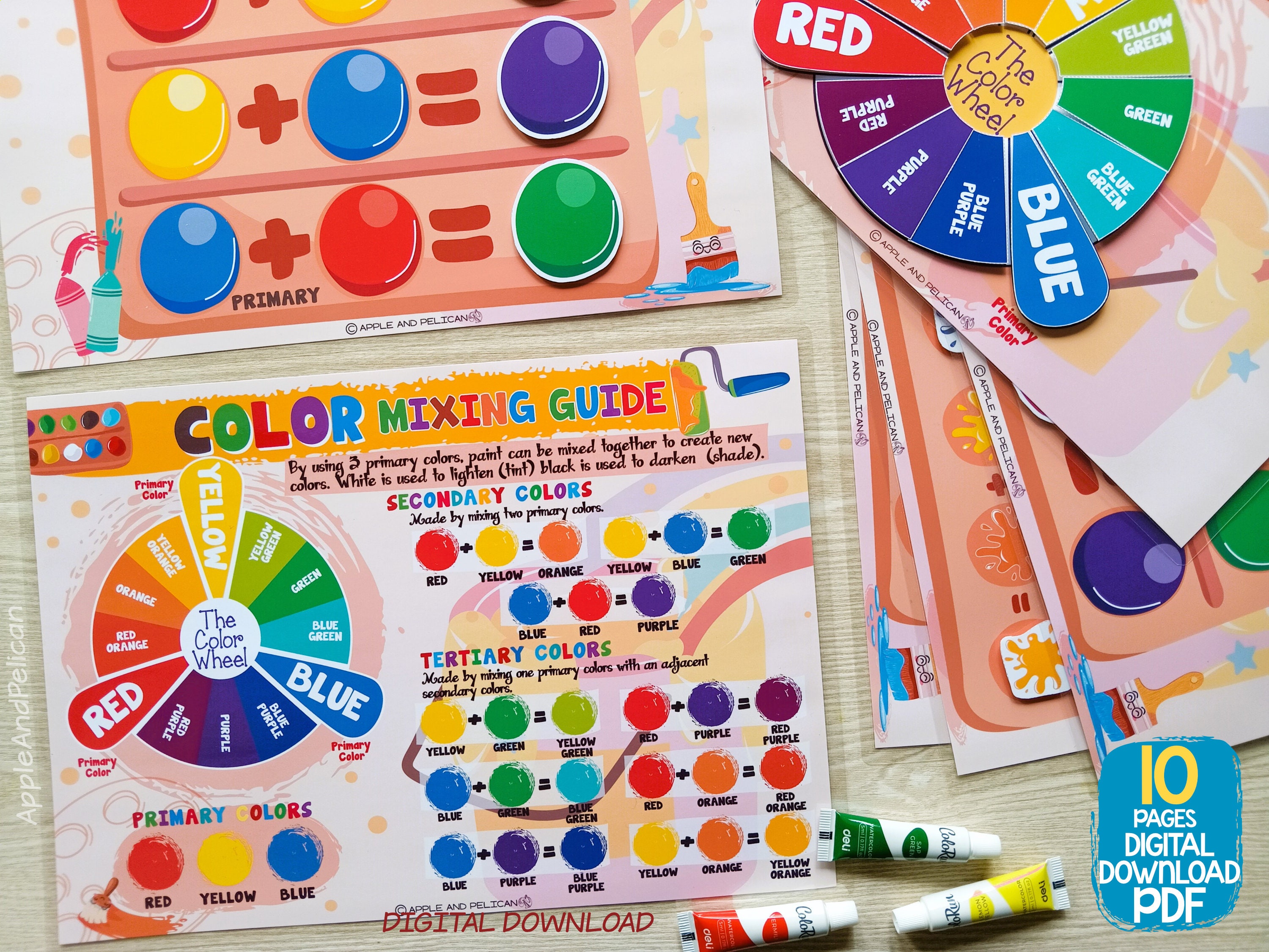 Color Mixing Activity for Toddler, Printable Primary and Secondary ...