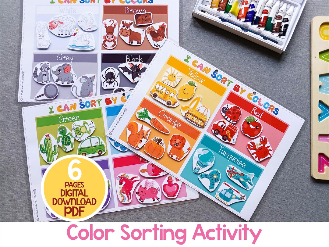 Color Matching Sorting Activity for Kids, Printable Toddler Color ...