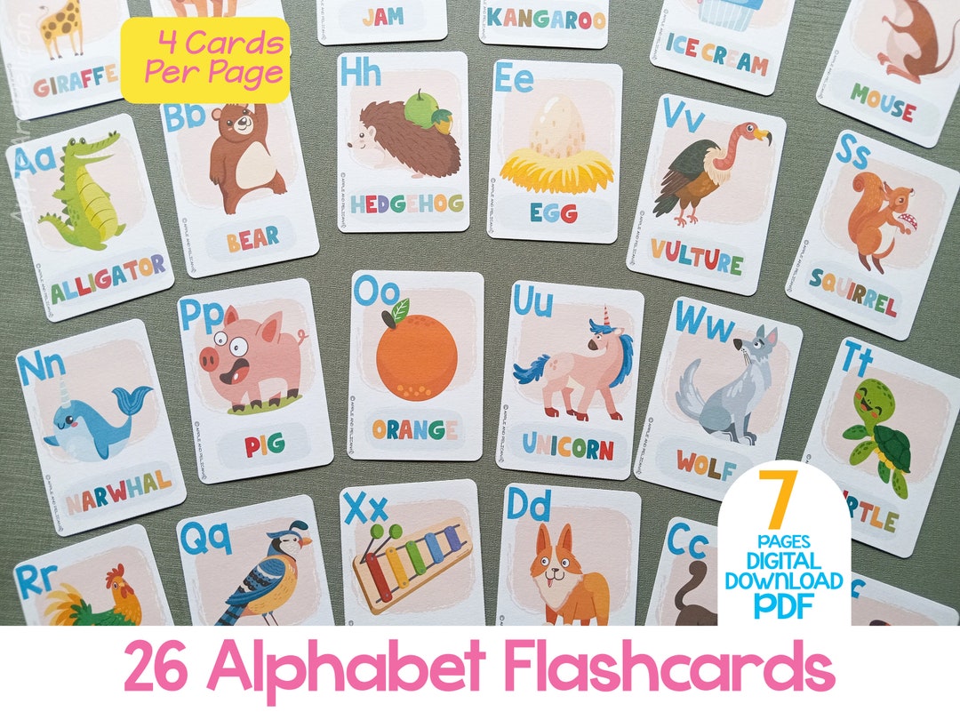 26 ABC Flash Cards, Alphabet Flash Cards, Printable ABC Cards, A-Z ...