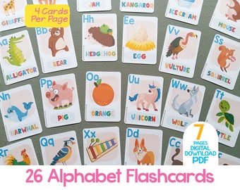 Alphabet Flashcards, 26 Alphabet Flash Cards, ABC Flashcards, Alphabet ...