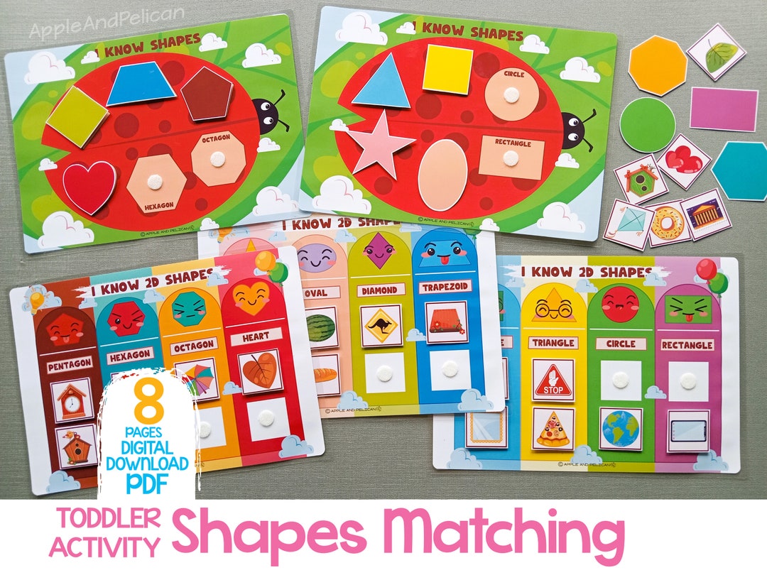 2D Shapes Matching Activity for Toddler, Geometric Shapes Pictures ...