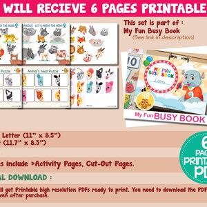 Animal Head Matching Puzzle Activity for Toddler Homeschool Printable ...