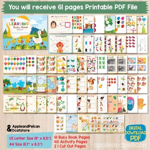 Toddler Busy Book Preschool Learning Binder Printable Toddler Quiet ...