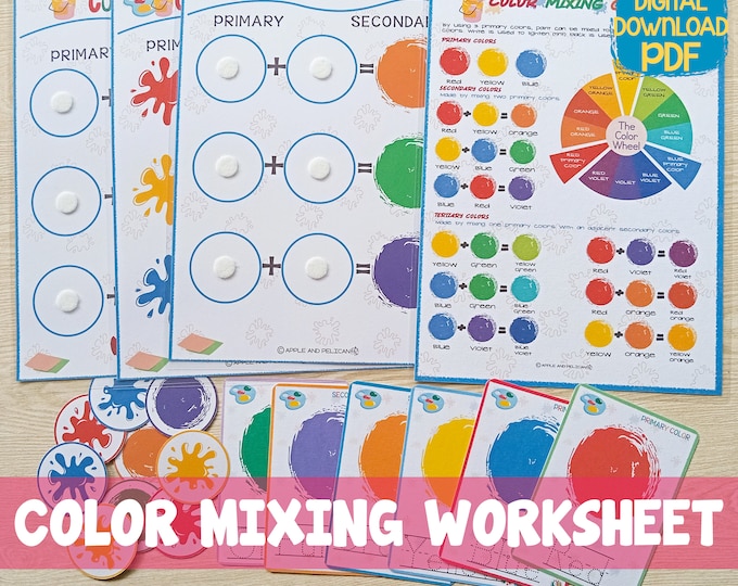 Colour Mixing Chart With Primary Colours - Etsy