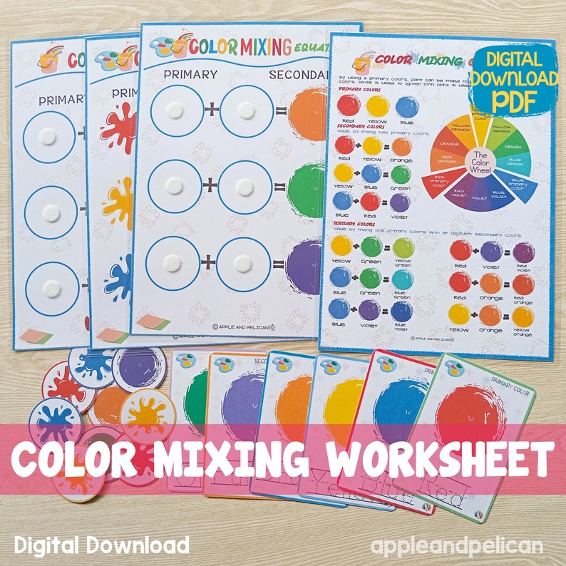 Color Mixing Worksheet Primary and Secondary Color, Printable Preschool ...