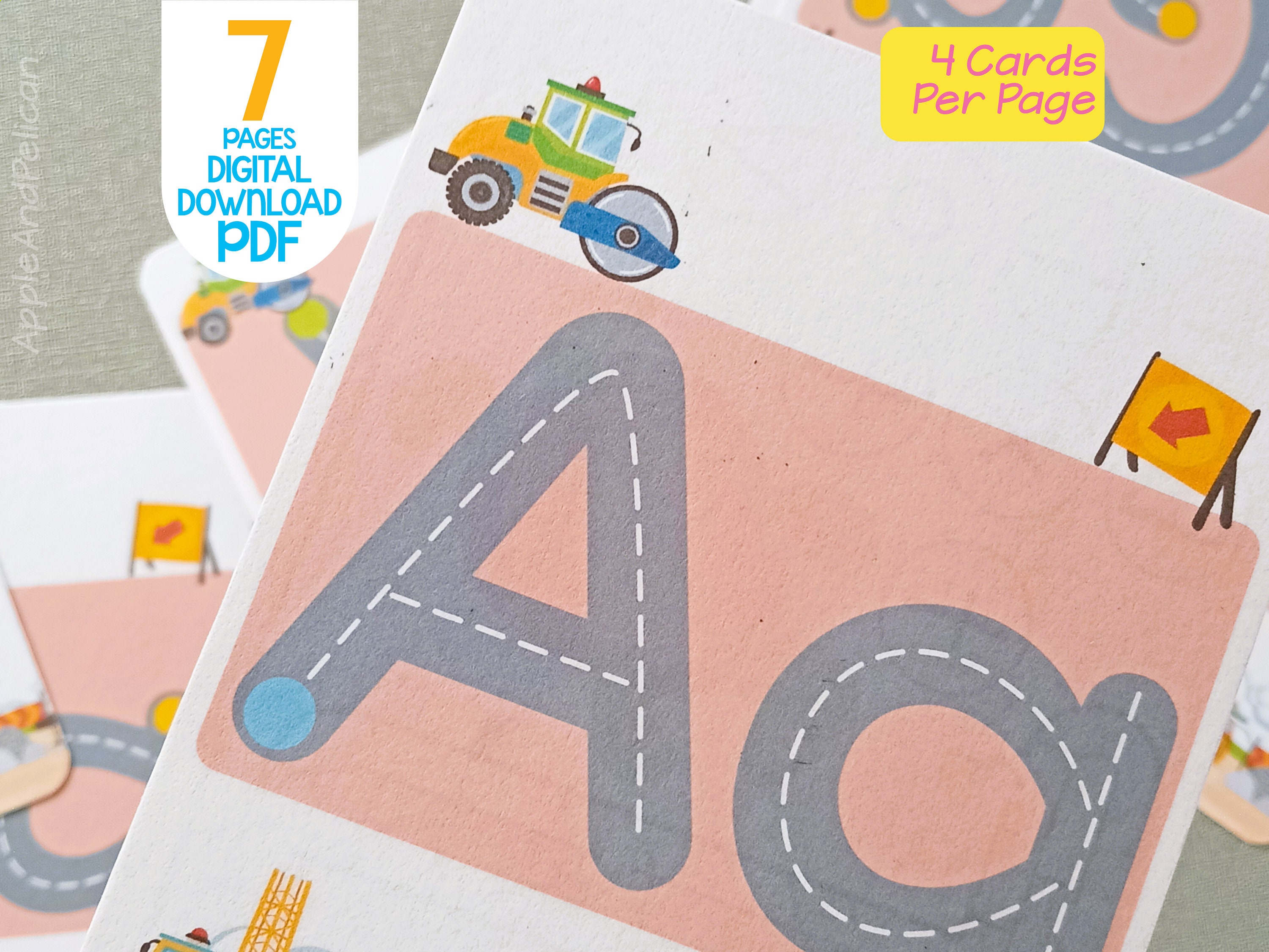 Alphabet Tracing Cards, Printable Alphabet Flashcards, Preschool ...