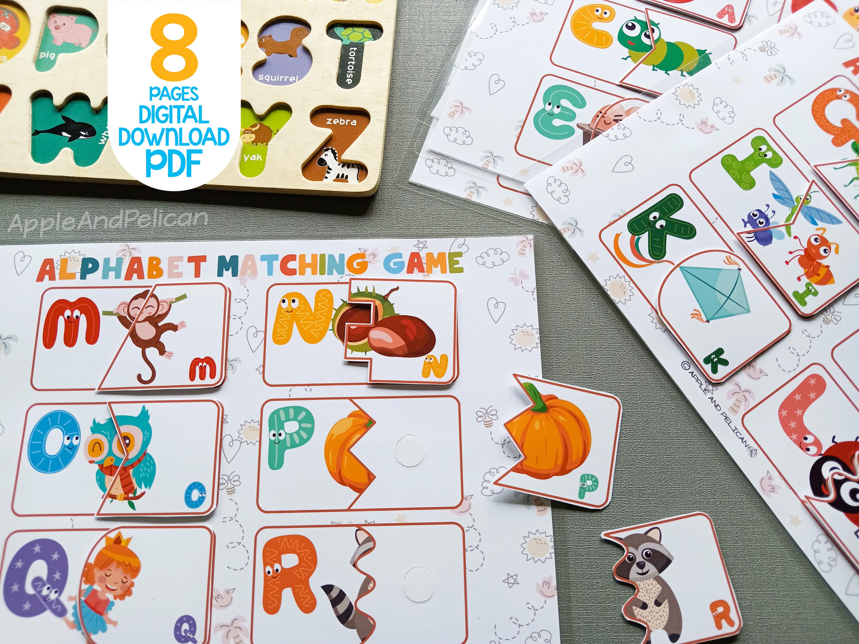 Alphabet Letter Matching Activities Puzzle, Matching Game, Phonics ...
