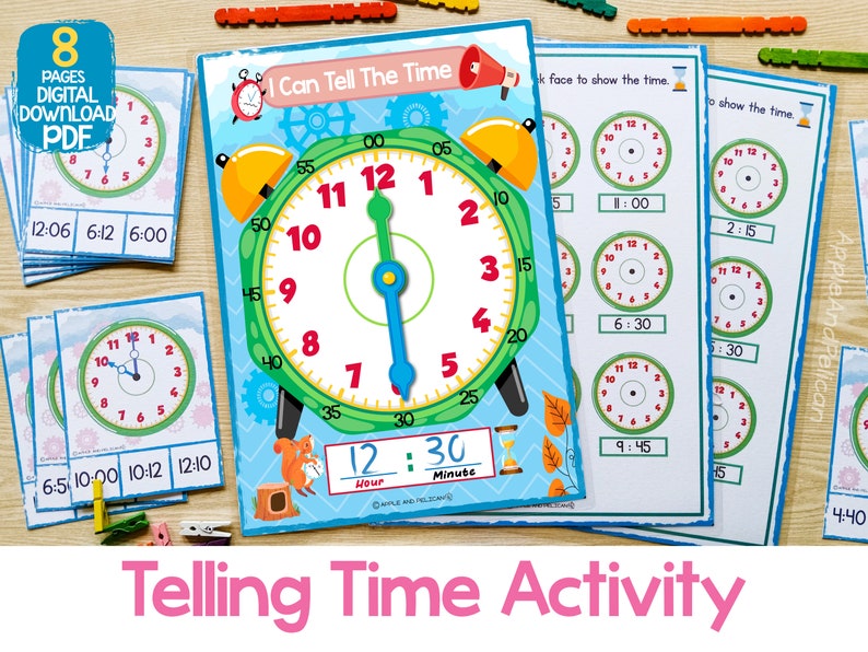 Aprende a decir la hora Reloj educativo imprimible, Reloj imprimible ...