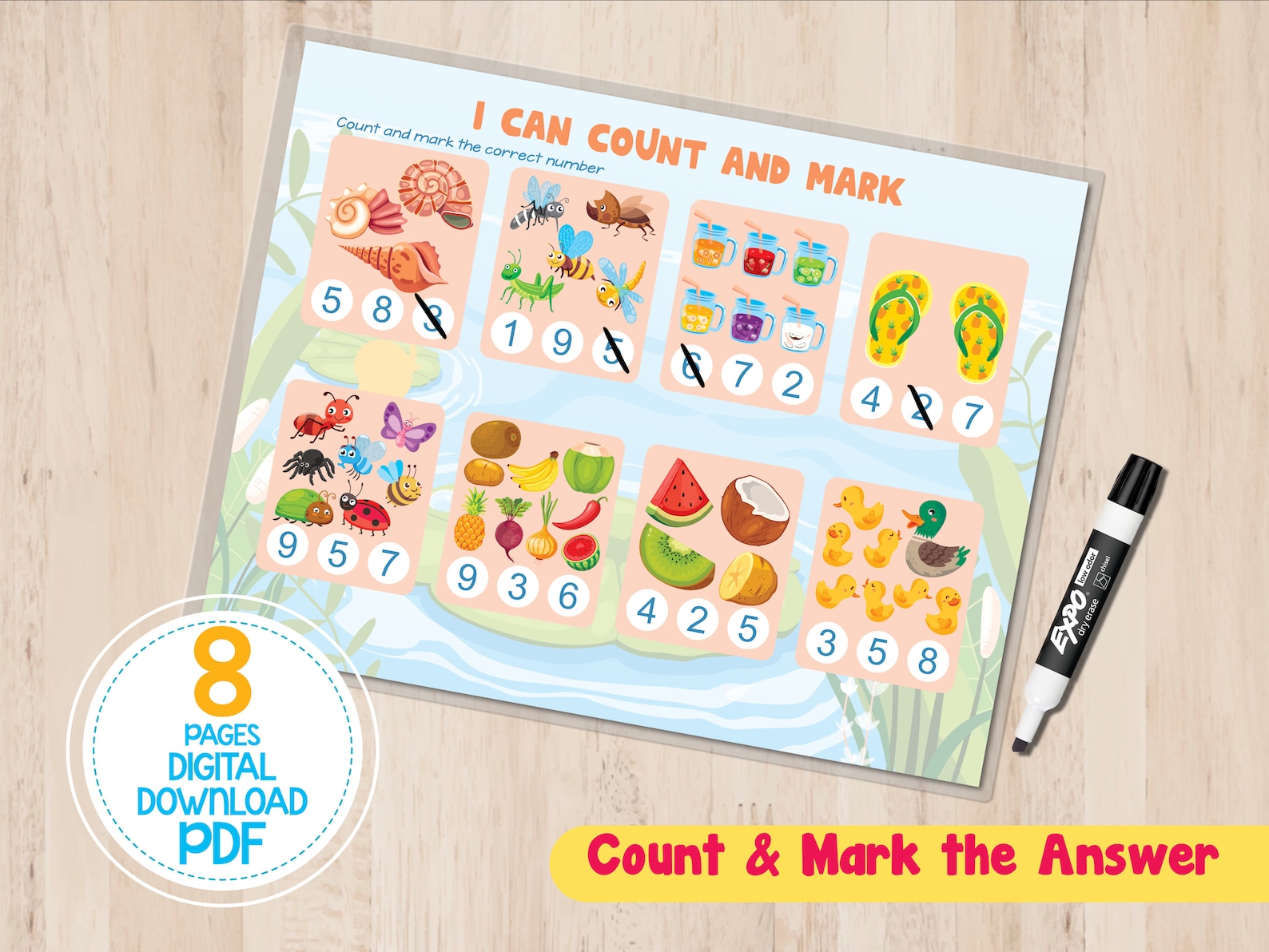 Counting Practice Activity, Printable Number Matching Activity for ...