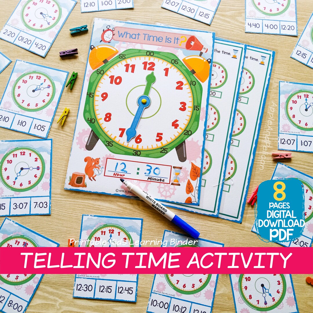 Learn to Tell Time Printable Educational Clock, Kids Printable Clock ...