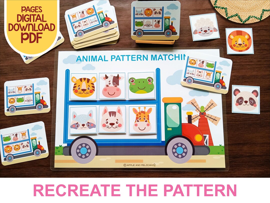 Animal Pattern Matching Activity, Pattern Puzzle Printable, Animal ...